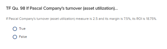 Solved lf Pascal Company's turnover (asset utilization) | Chegg.com
