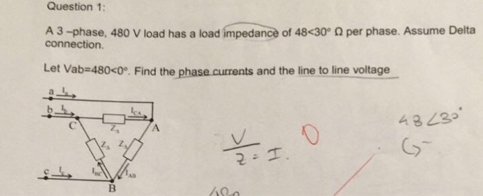 Solved A 3 -phase 480 V load has a load impedance of 48