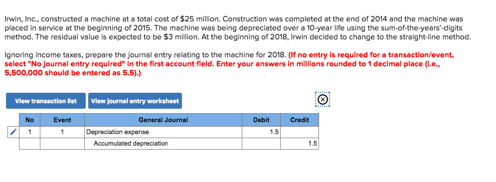 Solved Irwin, Inc., constructed a machine at a total cost of | Chegg.com