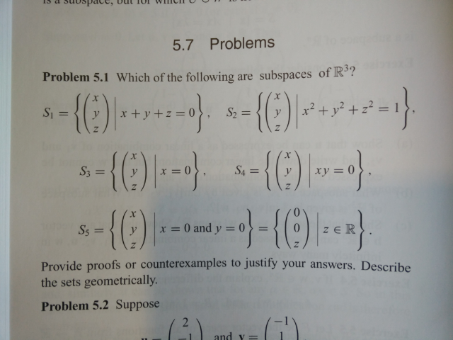 Solved Problem 5.1 Which of the following are subspaces | Chegg.com