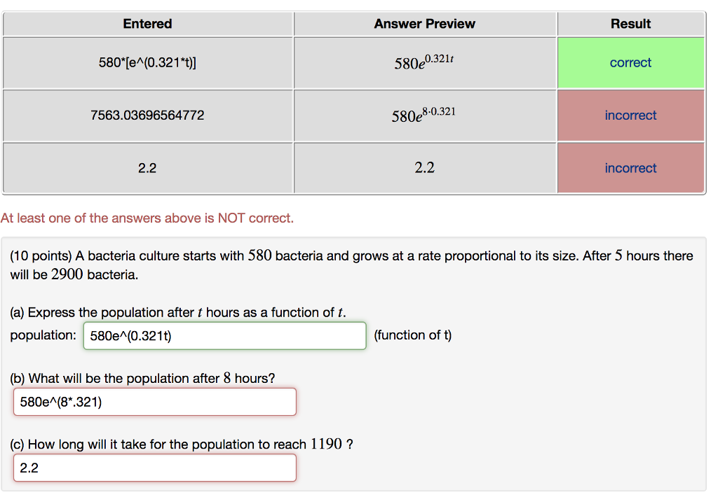 Solved Entered Answer Preview Result 580*leぺ0.321 *t)] | Chegg.com