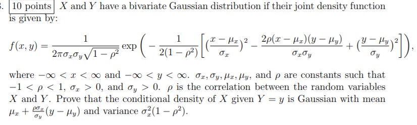 Solved . 10 points X and Y have a bivariate Gaussian | Chegg.com