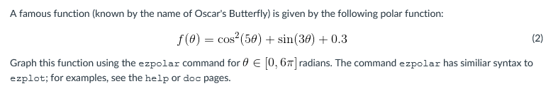 Solved A famous function (known by the name of Oscar's | Chegg.com