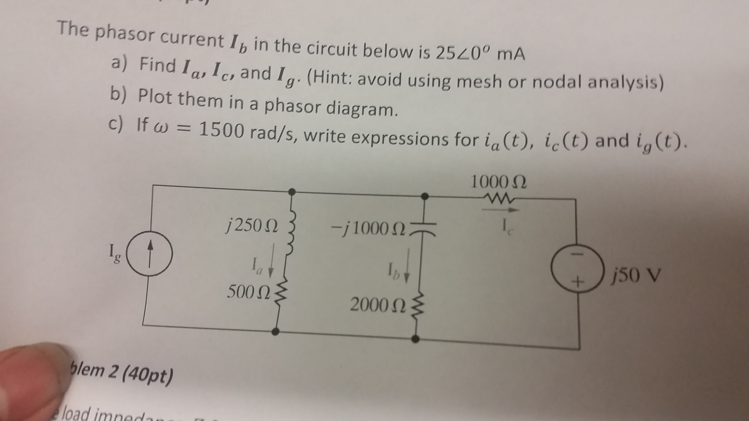 Solved The phasor current I b in the circuit below is 25 | Chegg.com