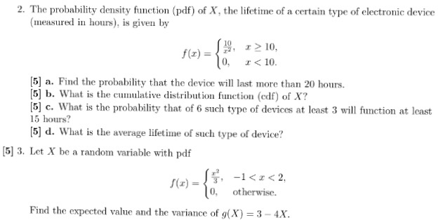 Solved The probability density function (pdf) of X, the | Chegg.com