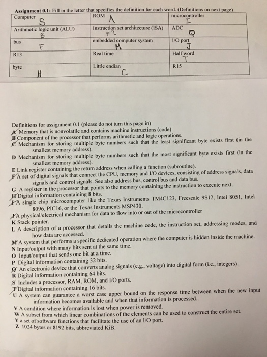 Solved Fill in the letter that specifies the definition for | Chegg.com