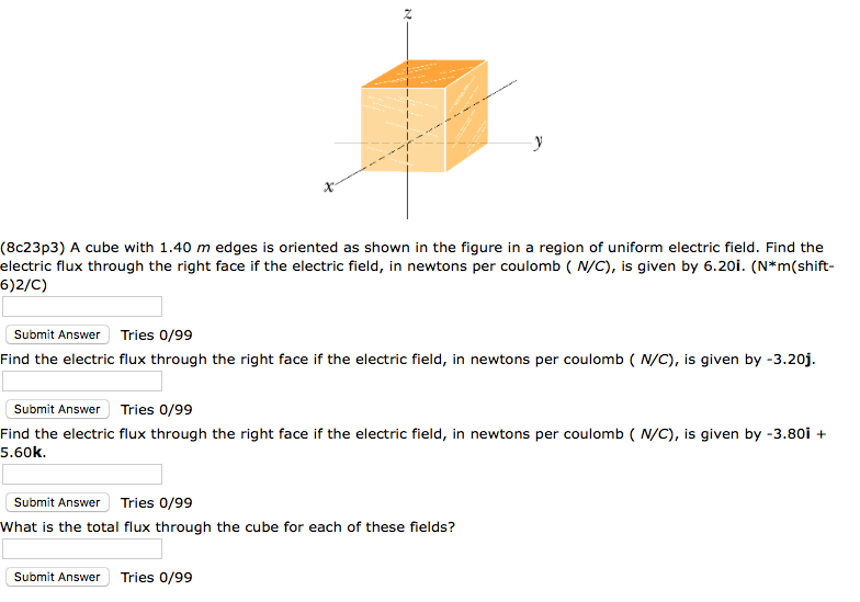 Solved A cube with 1.40 m edges is oriented as shown in the | Chegg.com