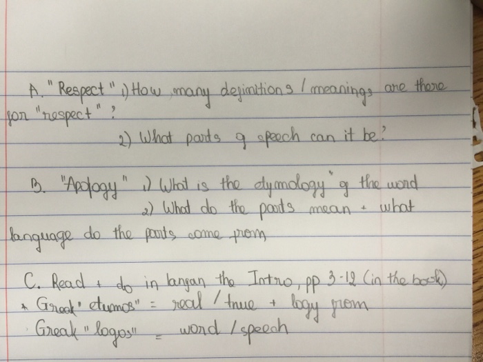 A "Respect" How many definitions/meanings are there | Chegg.com