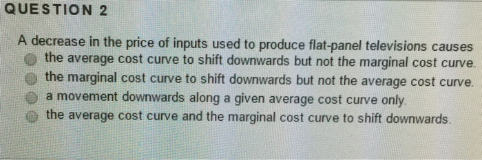 Solved A decrease in the price of inputs used to produce | Chegg.com
