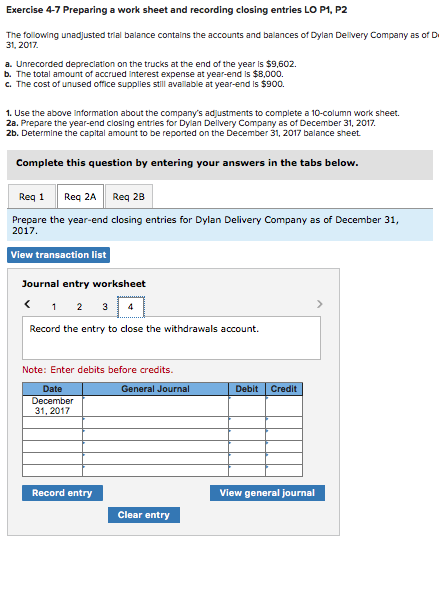 Solved Exercise 47 Preparing a work sheet and recording | Chegg.com