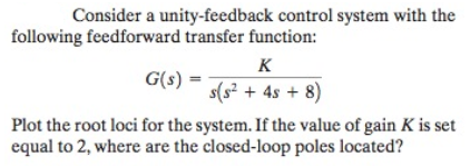Solved Consider a unity-feedback control system with the | Chegg.com