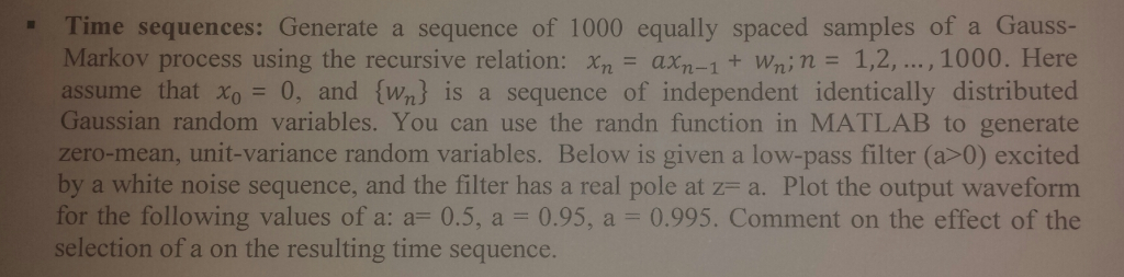 " Time sequences: Generate a sequence of 1000 equally | Chegg.com