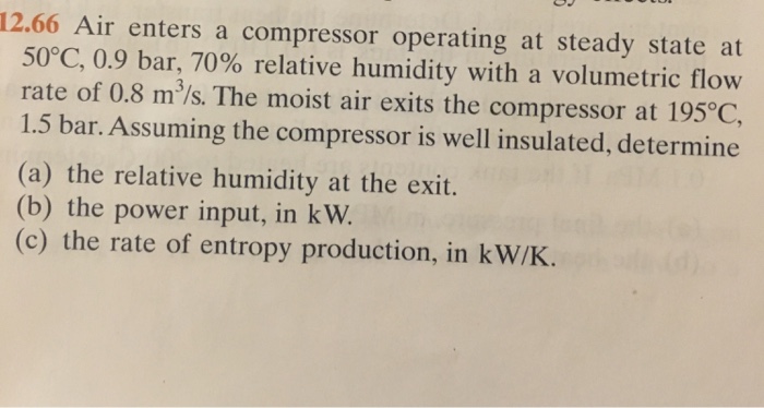 Solved Air enters a compressor operating at steady state at | Chegg.com