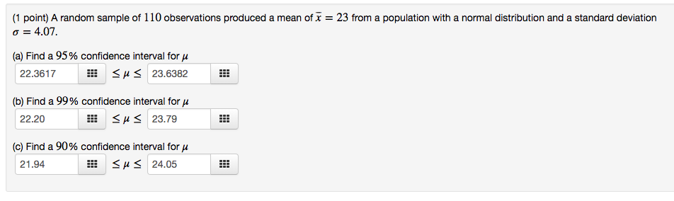 Solved (1 point) A random sample of 110 observations | Chegg.com