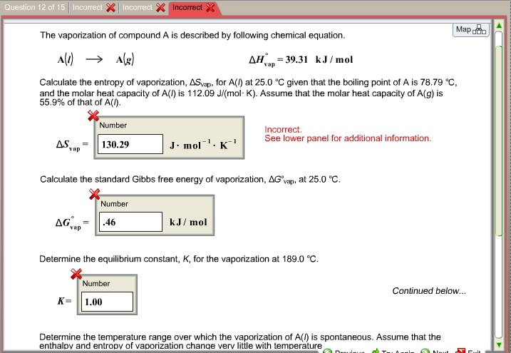 Solved The Vaporization of compound A is described by | Chegg.com
