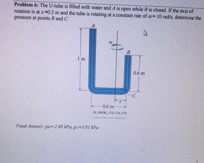Solved The U-tube is filled with water and A is open while B | Chegg.com