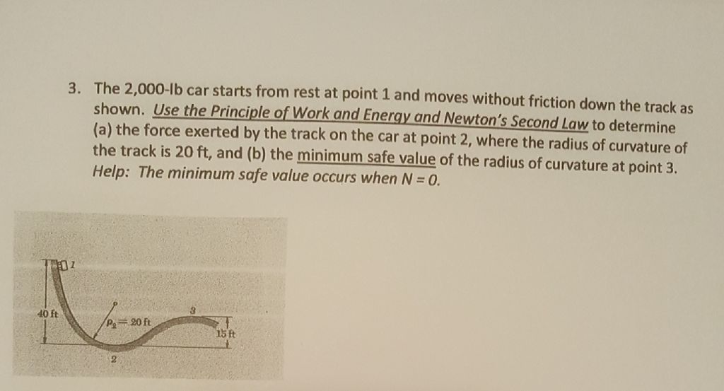 Solved The 2,000-lb car starts from rest at point 1 and | Chegg.com