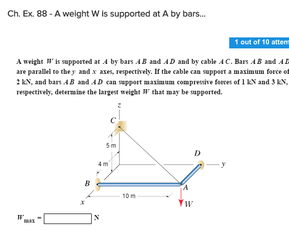 Solved A weight W is supported at A by bars AB and AD and by | Chegg.com