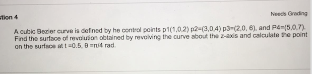 Solved A cubic Bezier curve is defined by the control points | Chegg.com