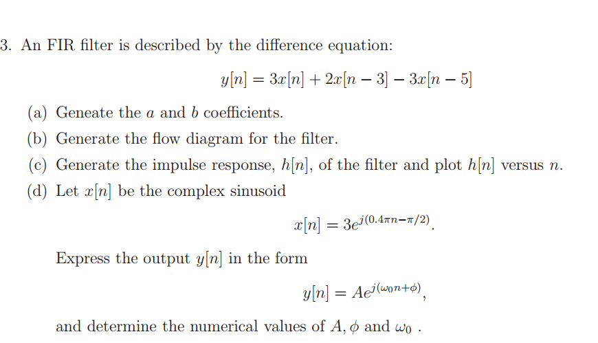 Solved An FIR filter is described by the difference | Chegg.com