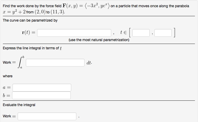 Solved Find the work done by the force field F(x, y) = | Chegg.com