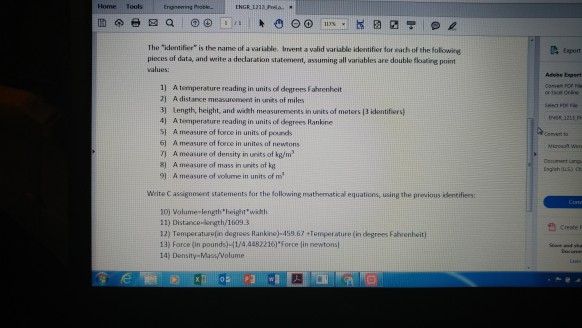 Solved The "identifier" is the name of a variable. Invert a | Chegg.com