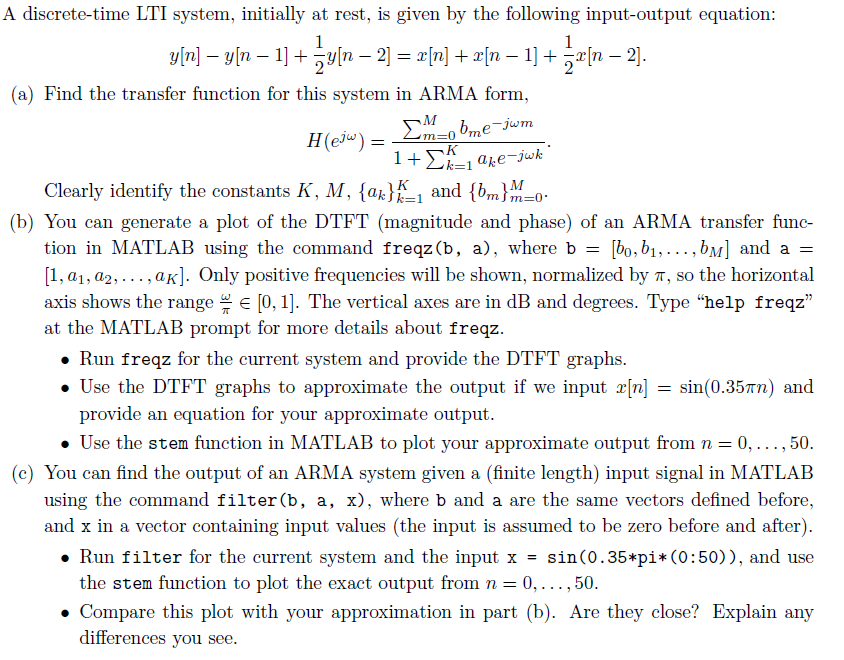 Solved a discrete-time LTI system, initially rest, is given | Chegg.com