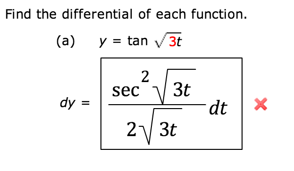 Solved: Find The Differential Of Each Function. Y = Tan Dy... | Chegg.com