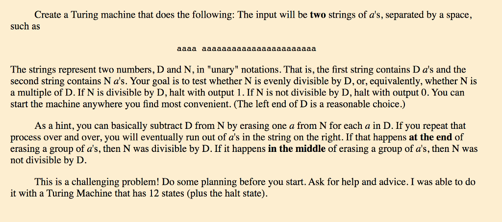 Create a Turing machine that does the following: The | Chegg.com