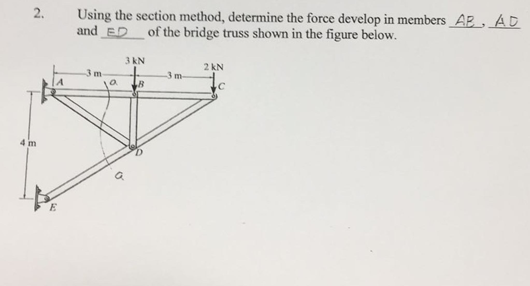 Solved Using the section method, determine the force develop | Chegg.com