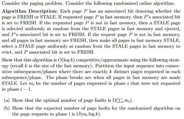 Consider the paging problem. Consider the following | Chegg.com