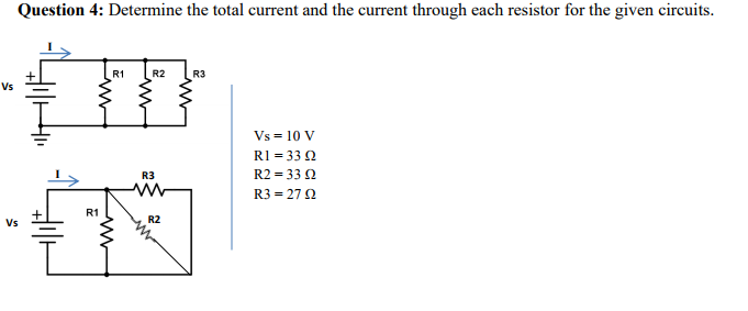 Solved Question 4: Determine the total current and the | Chegg.com