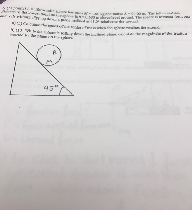 Solved A uniform solid sphere has mass M =1.00 kg and radius | Chegg.com