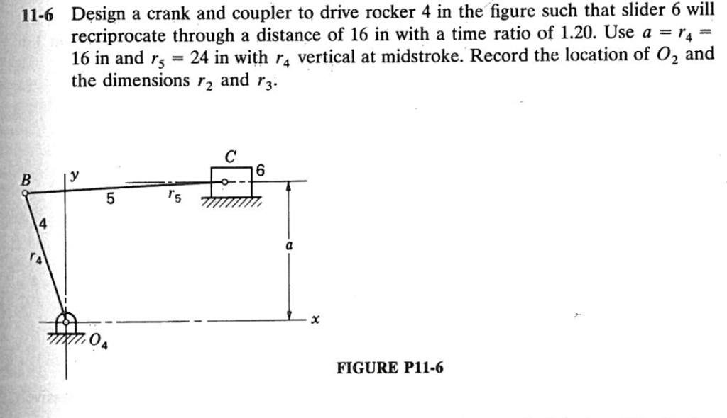 Design a crank and coupler to drive rocker 4 in the | Chegg.com