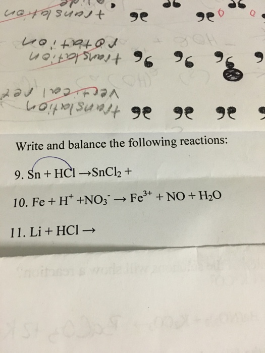 Solved Write and balance the following reactions: Sn + HCL | Chegg.com