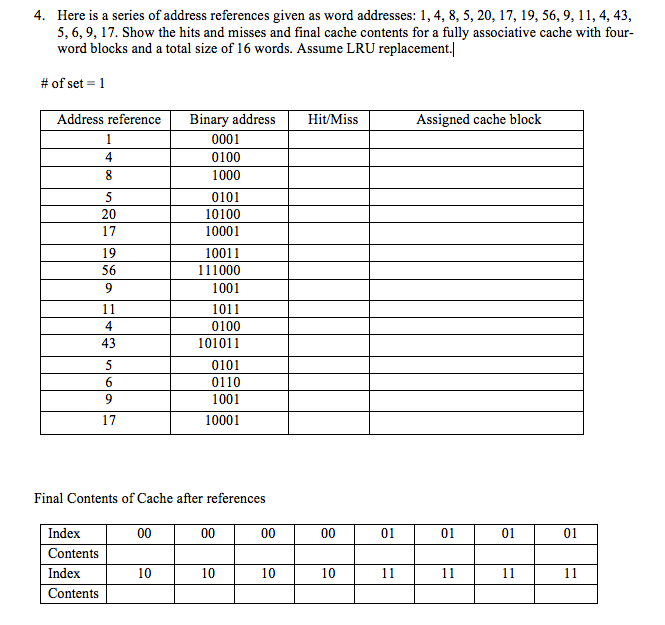 Solved Here is a series of address references given as word | Chegg.com