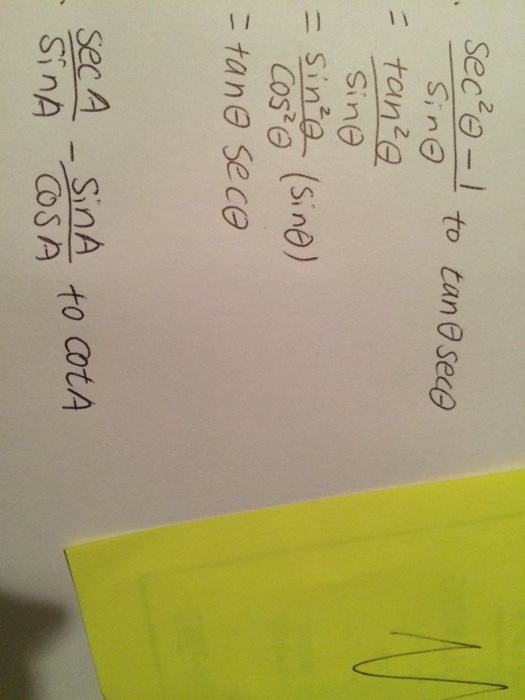 Solved Sec^2 theta -1/sin theta to tan theta sec theta = | Chegg.com