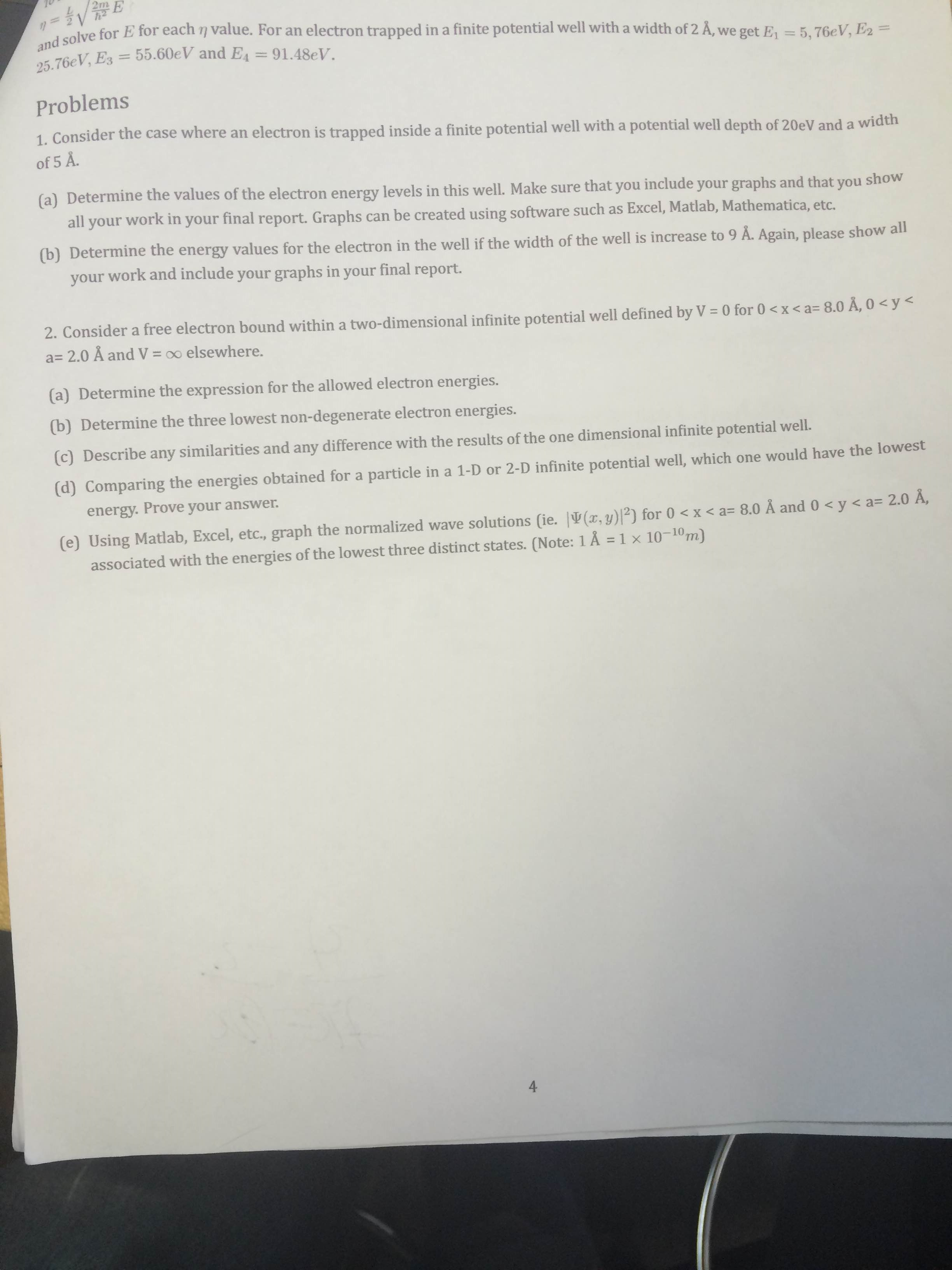 and solve for E for each eta value. For an electron | Chegg.com