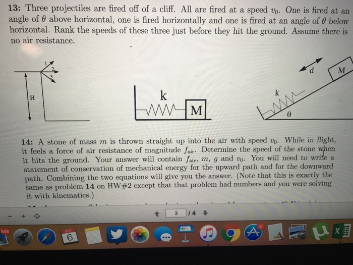 Solved Three Projectiles Are Fired Off Of A Cliff All Are