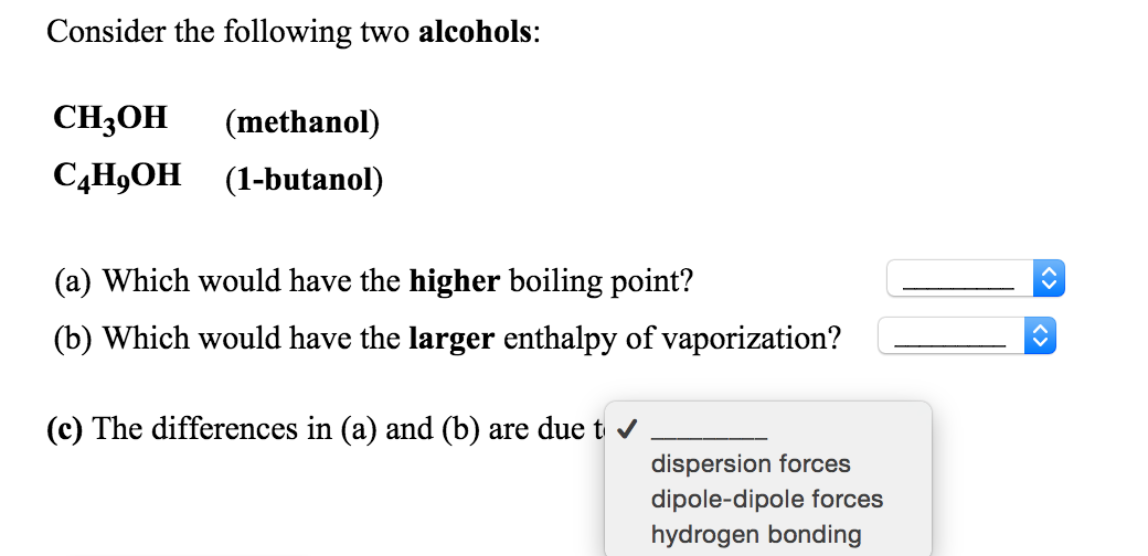 Solved Consider the following two alcohols: CH_3OH | Chegg.com