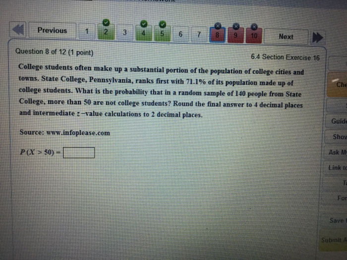 Solved College students often make up a substantial portion | Chegg.com