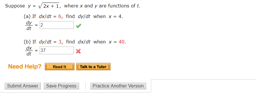 Solved Suppose y-V2x + 1, where x and y are functions of t | Chegg.com
