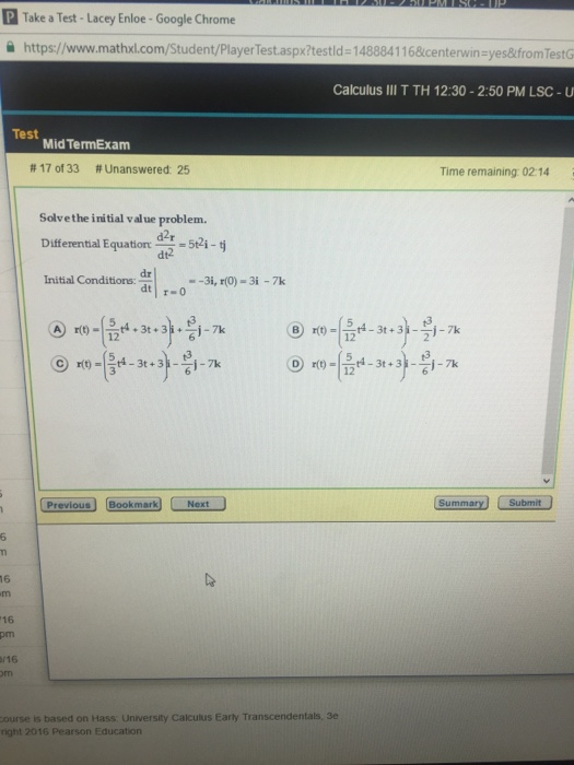 Solved Different equation d^2r/dt^2 = 5t^2j - tj initial | Chegg.com