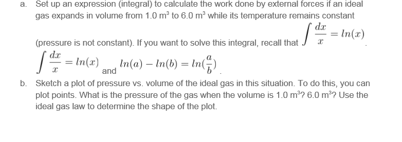 Solved Set up an expression (integral) to calculate the work | Chegg.com