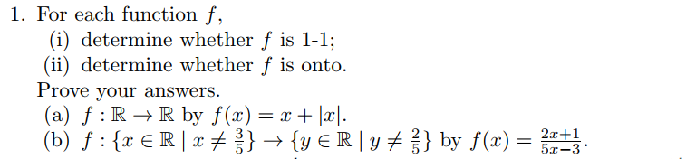 Solved 1. For each function f, (i) determine whether f is | Chegg.com