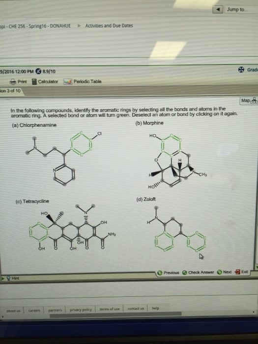 Solved In the following compounds, identify the aromatic | Chegg.com