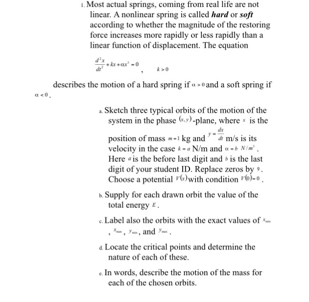 Solved . Most actual springs, coming from real life are not | Chegg.com