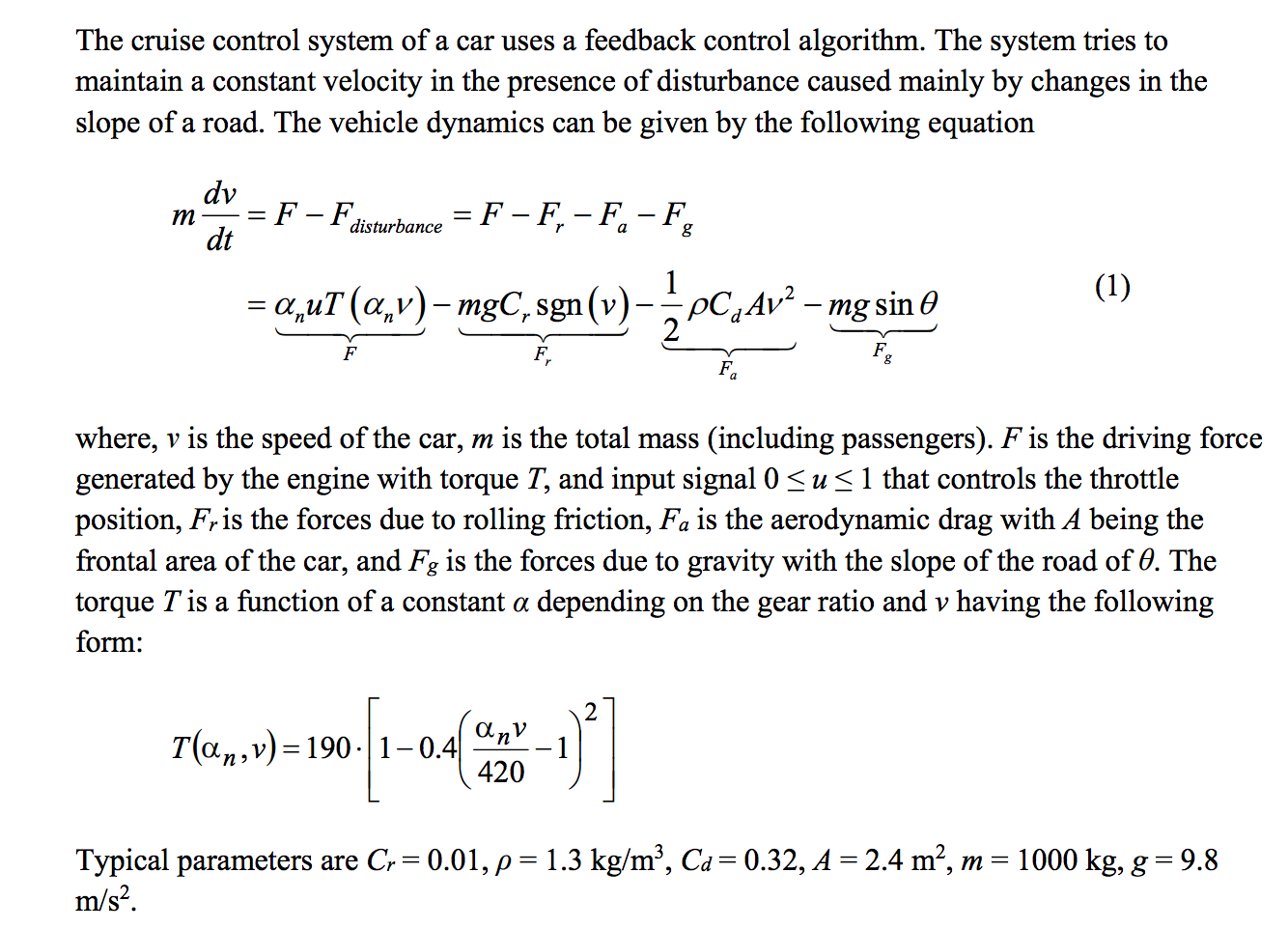 Solved The cruise control system Will the cruise | Chegg.com
