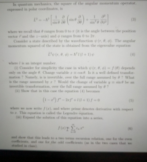 In quant um mechaniks, the square of the angular | Chegg.com