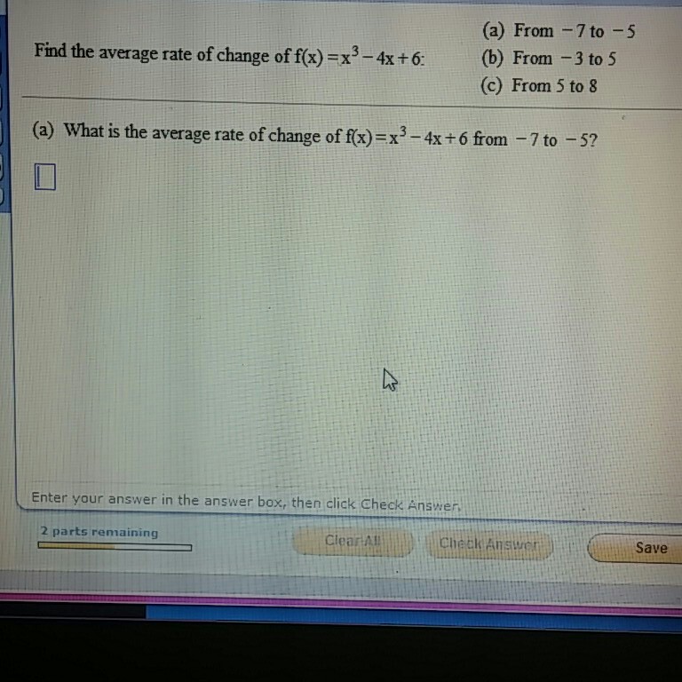 Solved Find the average rate of change of f(x) = x^3 - 4x + | Chegg.com
